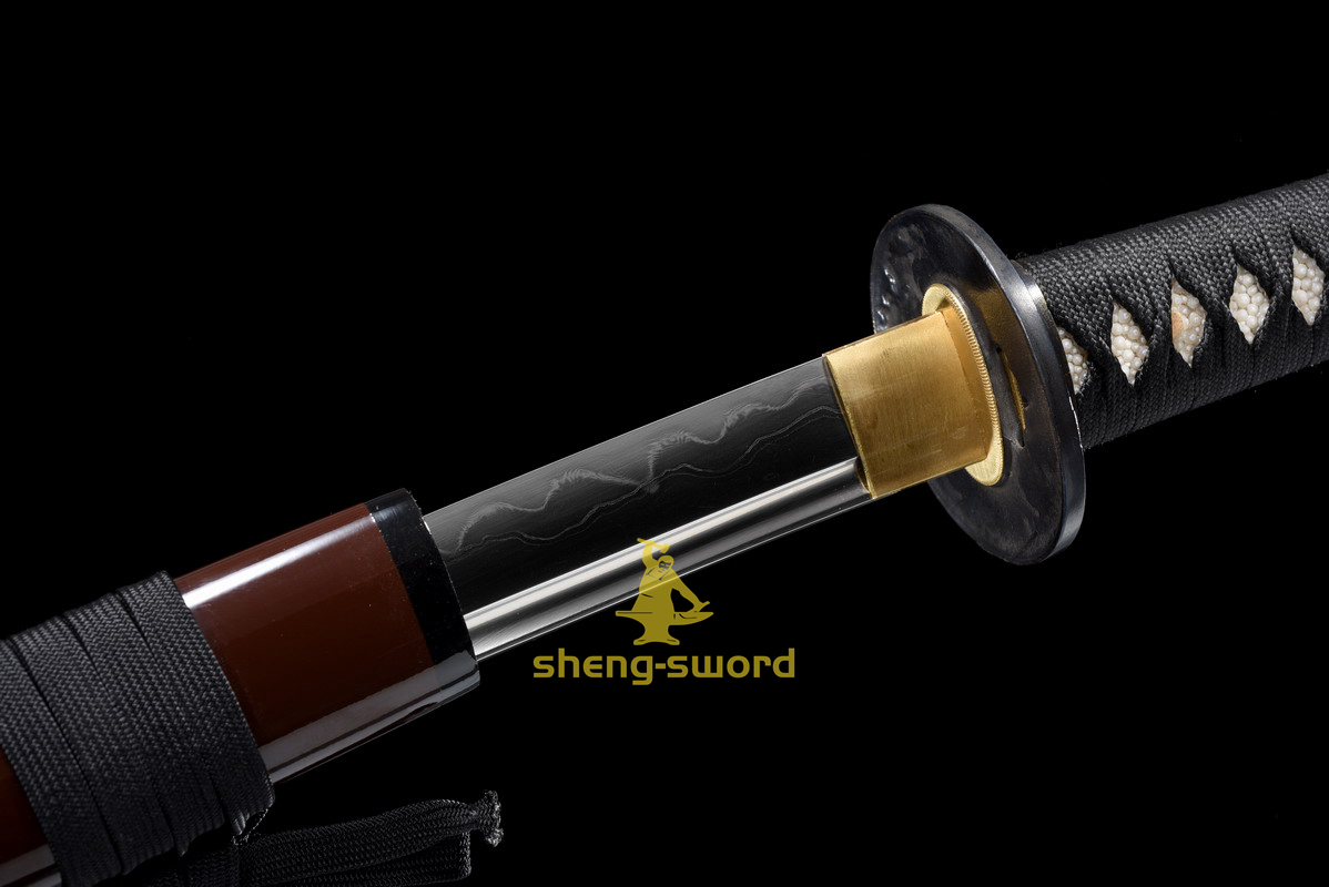 Clay Tempered T10 Laminated Steel Japanese Katana Wind God Tsuba Sword ...